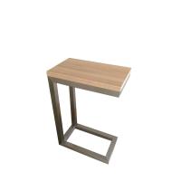 China Brushed Nickel Leg Wooden Frame Small Wood Veneer Side Coffee Table For Living Room for sale