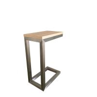 China Brushed Nickel Leg Wooden Frame Small Wood Veneer Side Coffee Table For Living Room for sale