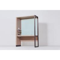 China Metal Frame Feet Glass Wood Writing Desk Side Mounted Soft Closing With Drawers for sale
