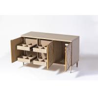China Solid Oak Wooden Frame Three Cabinets Media Console With Brass Tab Pulls for sale