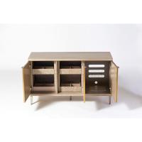 China Solid Oak Wooden Frame Three Cabinets Media Console With Brass Tab Pulls for sale
