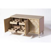 China Solid Oak Wooden Frame Three Cabinets Media Console With Brass Tab Pulls for sale