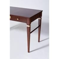 China Antique MDF Wooden Writing Desk With Walnut Veneer Solid Wood Legs with Three Drawer for sale