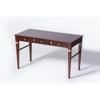 China Antique MDF Wooden Writing Desk With Walnut Veneer Solid Wood Legs with Three Drawer for sale