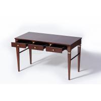 China Antique MDF Wooden Writing Desk With Walnut Veneer Solid Wood Legs with Three Drawer for sale
