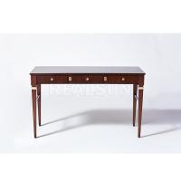 China Antique MDF Wooden Writing Desk With Walnut Veneer Solid Wood Legs with Three Drawer for sale