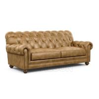 China Antique Style 3 Seater Sofa Chesterfield Tufted Sofa Set Genuine Leather Couch for sale