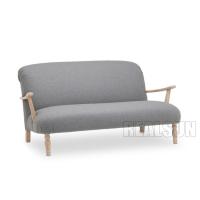 China Elegant Linen Antique Loveseat 2 Seater Living Room Sofa With Wooden Handle for sale