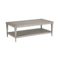 China Fashion Rectangular Solid Wood Coffee Table With Water Resistant Coat And Nailhead for sale