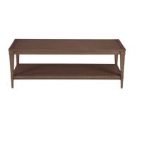 China Fashion Rectangular Solid Wood Coffee Table With Water Resistant Coat And Nailhead for sale