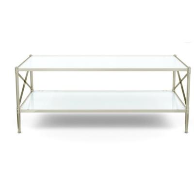 China Classic Living Room Coffee Table Decorative Brushed Brass With Tempered Glass for sale