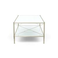 China Classic Living Room Coffee Table Decorative Brushed Brass With Tempered Glass for sale
