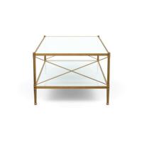 China Classic Living Room Coffee Table Decorative Brushed Brass With Tempered Glass for sale