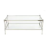 China Classic Living Room Coffee Table Decorative Brushed Brass With Tempered Glass for sale