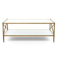 China Classic Living Room Coffee Table Decorative Brushed Brass With Tempered Glass for sale