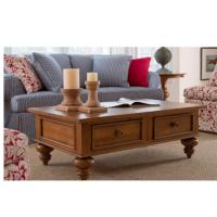 China Customized Solid Maple Wood Living Room Coffee Table Two Deep Drawers Storage for sale