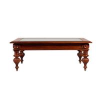 China Antique Mahogany Wooden Rattan Weaving Living Room Coffee Table With Tempered Glass Top for sale