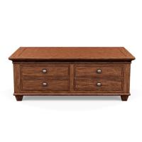 China Practical Simple Rectangular Shape Antique Coffee Table Solid Cheery Wood Two Deep Drawers for sale