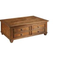 China Practical Simple Rectangular Shape Antique Coffee Table Solid Cheery Wood Two Deep Drawers for sale