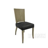 China Custom Solid Wood Hotel Bedroom Furniture Dining Room Chairs Grey Linen Fabric for sale