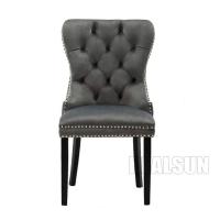 China Modern Design Wooden Dining Room Chairs Restaurant Fabric Upholstered Tufted Ring Back for sale