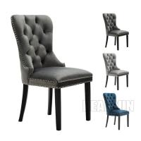 China Modern Design Wooden Dining Room Chairs Restaurant Fabric Upholstered Tufted Ring Back for sale