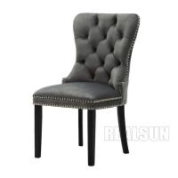 China Modern Design Wooden Dining Room Chairs Restaurant Fabric Upholstered Tufted Ring Back for sale