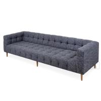 China Folded Tufting Grey Linen Fabric Living Room Sofa Walnut Legs And Delicately for sale
