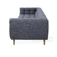 China Folded Tufting Grey Linen Fabric Living Room Sofa Walnut Legs And Delicately for sale