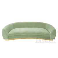 China Luxurious Mohair Sofa Home Furniture Golden Brass Metal Base Green Velvet Fabric for sale