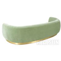 China Luxurious Mohair Sofa Home Furniture Golden Brass Metal Base Green Velvet Fabric for sale