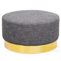 China American Style Nisco Round Upholstered Ottoman With Fabric Cover And Memory Foam for sale