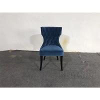 China Velvet Bule Fabric Solid Wood Frame Furniture Dining Room Chairs High Button Back for sale