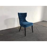 China Velvet Bule Fabric Solid Wood Frame Furniture Dining Room Chairs High Button Back for sale