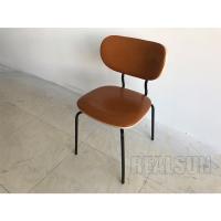 China PU Leather Fabric Wood Back Dining Chairs Black Metal Leg Metal Base For Restaurant for sale