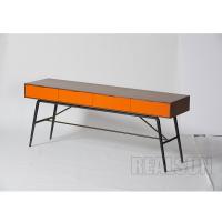 China Wooden Frame Hotel Writing Desk With Drawers And Black Powder Coated SS Frame for sale