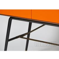 China Wooden Frame Hotel Writing Desk With Drawers And Black Powder Coated SS Frame for sale