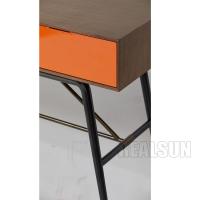 China Wooden Frame Hotel Writing Desk With Drawers And Black Powder Coated SS Frame for sale