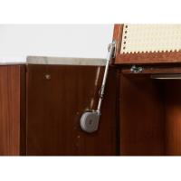 China Walnut Veneer Functional Console Hotel Room Dresser With Brushed Brass Metal Base for sale