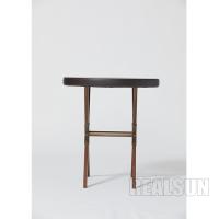 China Circular Upholstered Top Luxury Hotel Bedroom Furniture X Base Solid Wood Legs Drink Table for sale