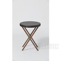 China Circular Upholstered Top Luxury Hotel Bedroom Furniture X Base Solid Wood Legs Drink Table for sale