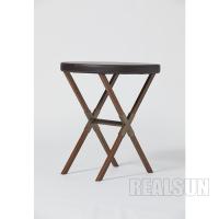 China Circular Upholstered Top Luxury Hotel Bedroom Furniture X Base Solid Wood Legs Drink Table for sale