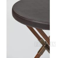 China Circular Upholstered Top Luxury Hotel Bedroom Furniture X Base Solid Wood Legs Drink Table for sale