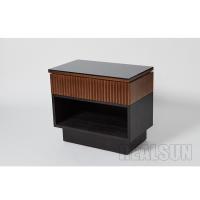 China Ritz Carlton Natural Walnut Veneer Hotel Bedside Tables With Open Space Nightstand for sale