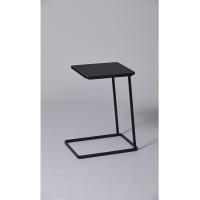 China Black Paint Solid Wood Metal Frame Coffee Table With Black Powder Coated Stainless Steel for sale