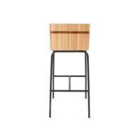 China Stain Steel Base Counter Height Modern Bar Stools Solid Wood Back Metal Frame for sale