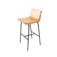 China Stain Steel Base Counter Height Modern Bar Stools Solid Wood Back Metal Frame for sale