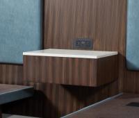 China 5 Star Hyatt Bed Luxury Hotel Bedroom Furniture With Zebra Wood Veneer And Power Outlet for sale
