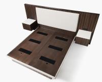China King Size Dark Zebra Wood Veneer Luxury Hotel Bedroom Furniture With Upholstered Headboard for sale