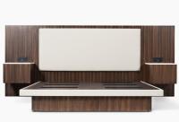 China King Size Dark Zebra Wood Veneer Luxury Hotel Bedroom Furniture With Upholstered Headboard for sale